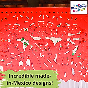 Mexican Independence Day Party Banners Tri-color (Red, green and white), Papel Picado for Fiestas Patrias 83 feet total, Pre assembled on string for easy hanging