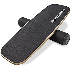 Philosophy Gym Balance Board - Wooden Balance Trainer with Adjustable Stoppers