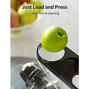 Kalado Slow Juicer Machines Vegetable and Fruit, 3”Extra Large Chute with Quiet Motor & Reverse Function, Cold Press Juicer 200W Power, BPA-Free & 2 Heat-Resistant Glasses in Jet Black