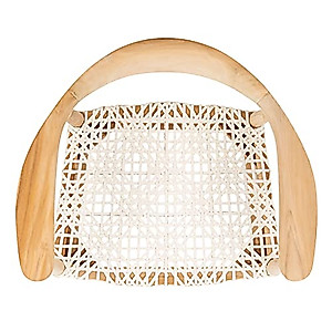 Safavieh Home Collection Bandelier Natural Teak and White Leather Counter Stool