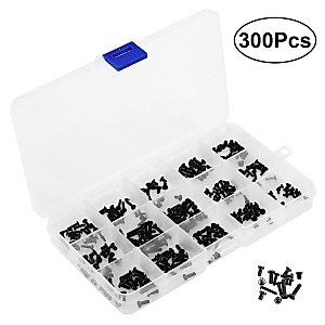 OULII Screw Assorted Kit Universal Laptop PC Computer Repair Accessory 300Pcs (Black)