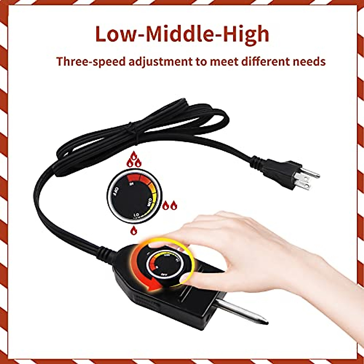 Grill Heating Element and Electric Smoker Replacement with Adjustable Thermostat Cord Controller,1500 Watt Heating Element Compatible with Masterbuilt Smoker & Turkey Fryers and Most Electric Smokers