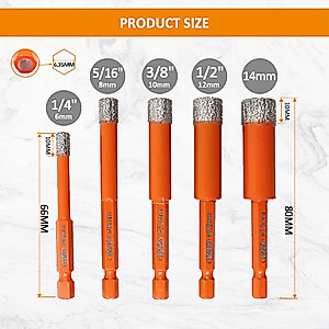 BGTEC Dry Diamond Drill Bits Set, 2pcs 1/4" with Quick Change Hex Shank Plus 40x60mm Triangle Shank Sink/Washbasin Basin Opener for Porcelain Marble Ceramic Tile Granite Stone