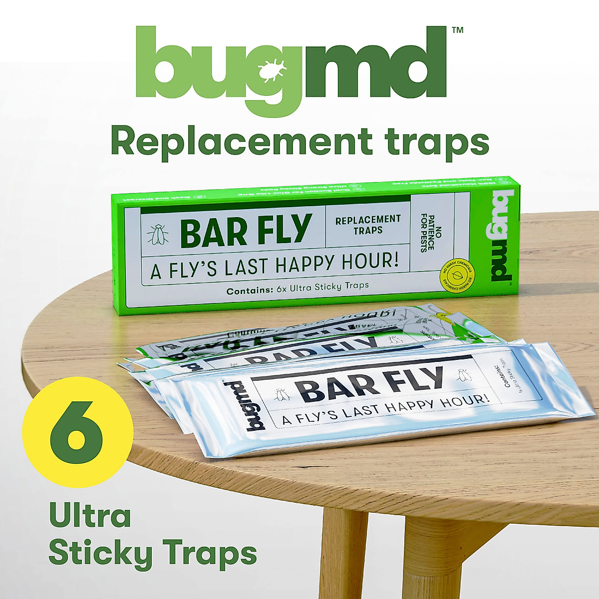 BugMD Barfly - Window Replacement Traps (6 Pack) - Window Fly Paper, Fly Trap Indoor, Window Fly Strips, Window Fly Tape, Indoor Fly Trap for Home, Fly Catcher Indoor, Indoor Fly Control