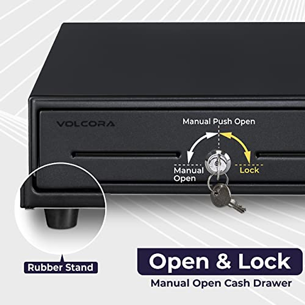 13" Manual Push Open Cash Register Drawer for Point of Sale (POS) System, Black Heavy Duty Till with 4 Bills and 5 Coin Slots, Key Lock with Fully Removable Money Tray and Double Media Slots