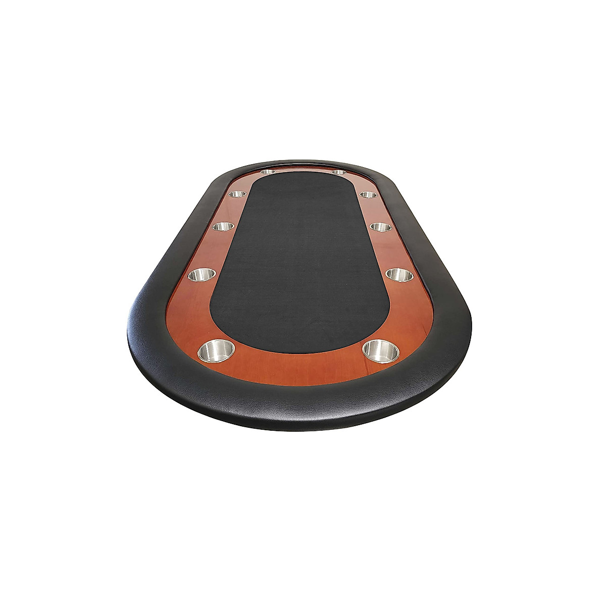 BBO Poker Ultimate Mahogany Folding Poker Table for 10 Players with Felt Playing Surface (Black)