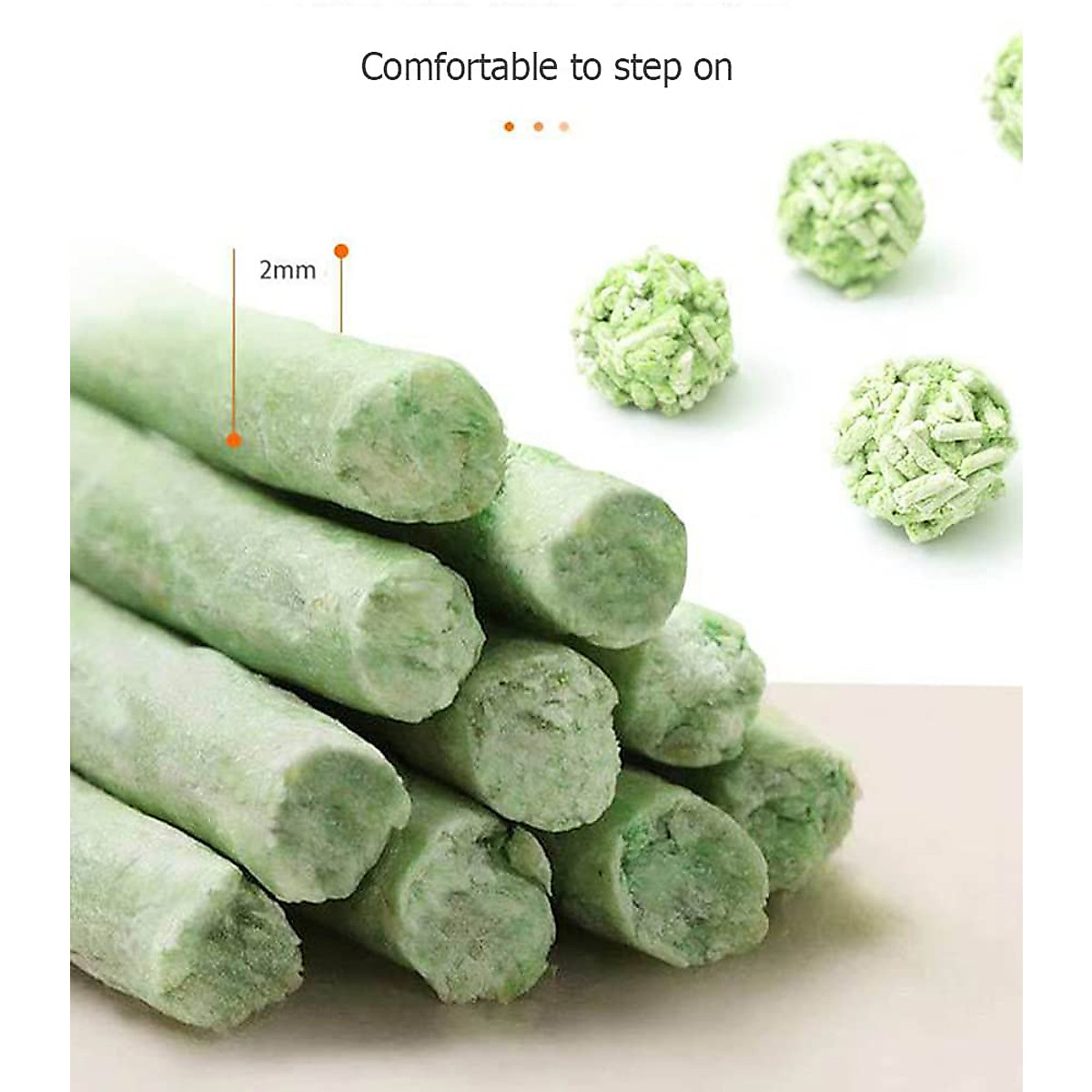 Edible Cat Litter Water Soluble Cat Litter - Tofu Cat Litter，Low Dust Litter, 100% Edible Soybean and Corn Materials，2mm Diameter ，Fast Agglomeration - 5 Lb (Green Tea)