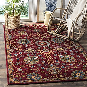 SAFAVIEH Heritage Collection 6' Square Red HG655A Handmade Traditional Oriental Premium Wool Area Rug