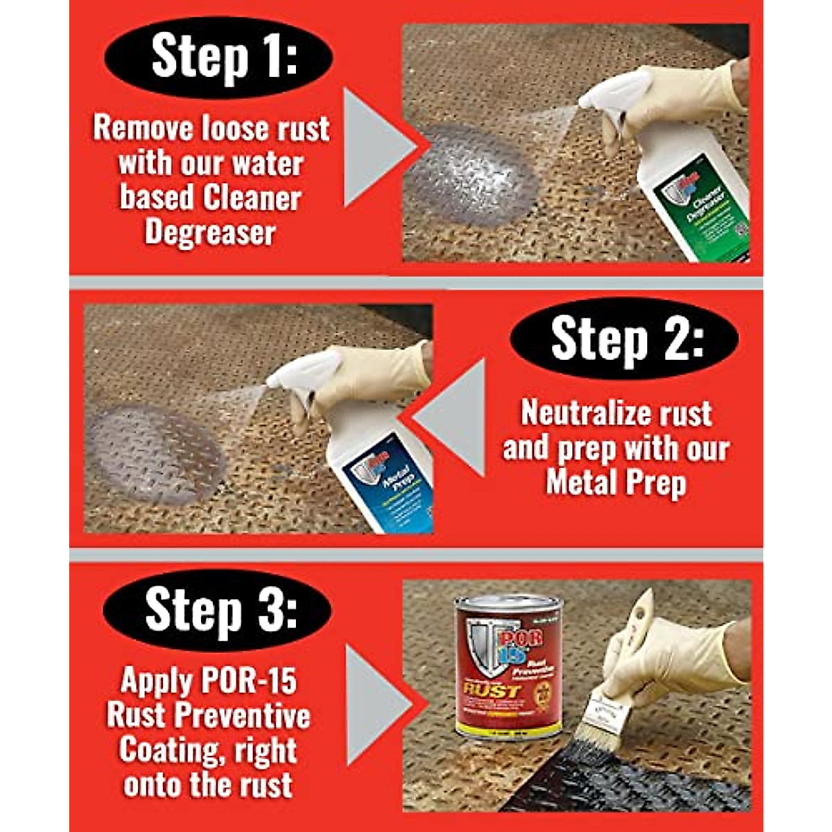 POR-15 Six Pack Rust Preventive Coating, Stop Rust and Corrosion Permanently, Anti-rust Protective Barrier, 4 Fluid Ounces, Gloss Black, Pack of 6