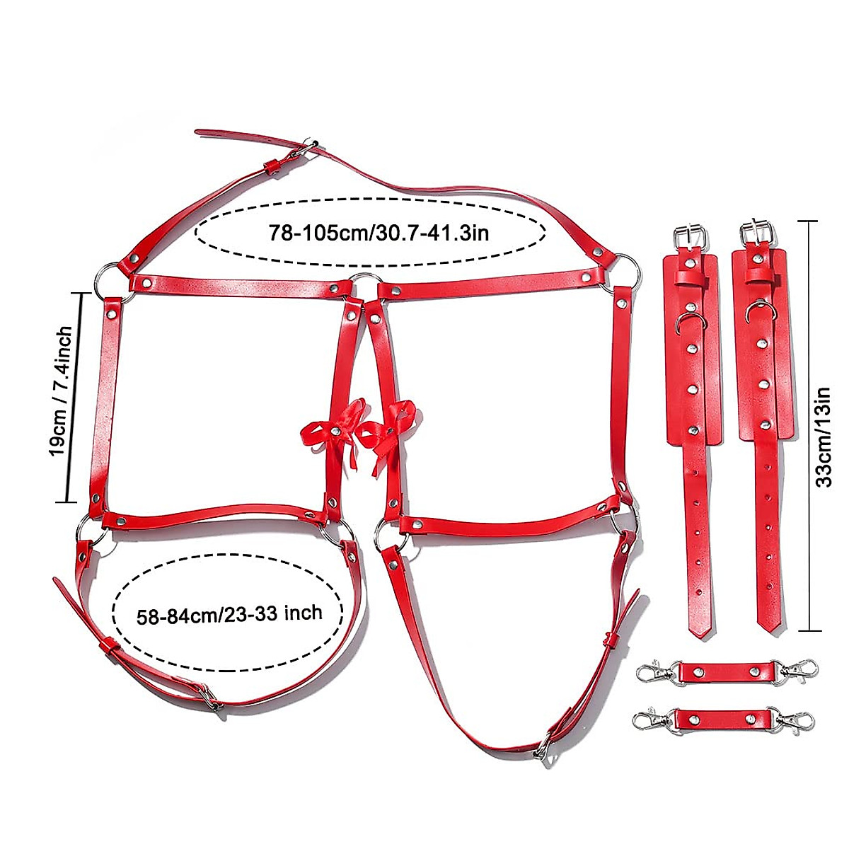 Aiosy Punk Waist Chain Red Leather Belly Body Chain Thigh Harness Belt Rave Body Accessories Jewelry for Women