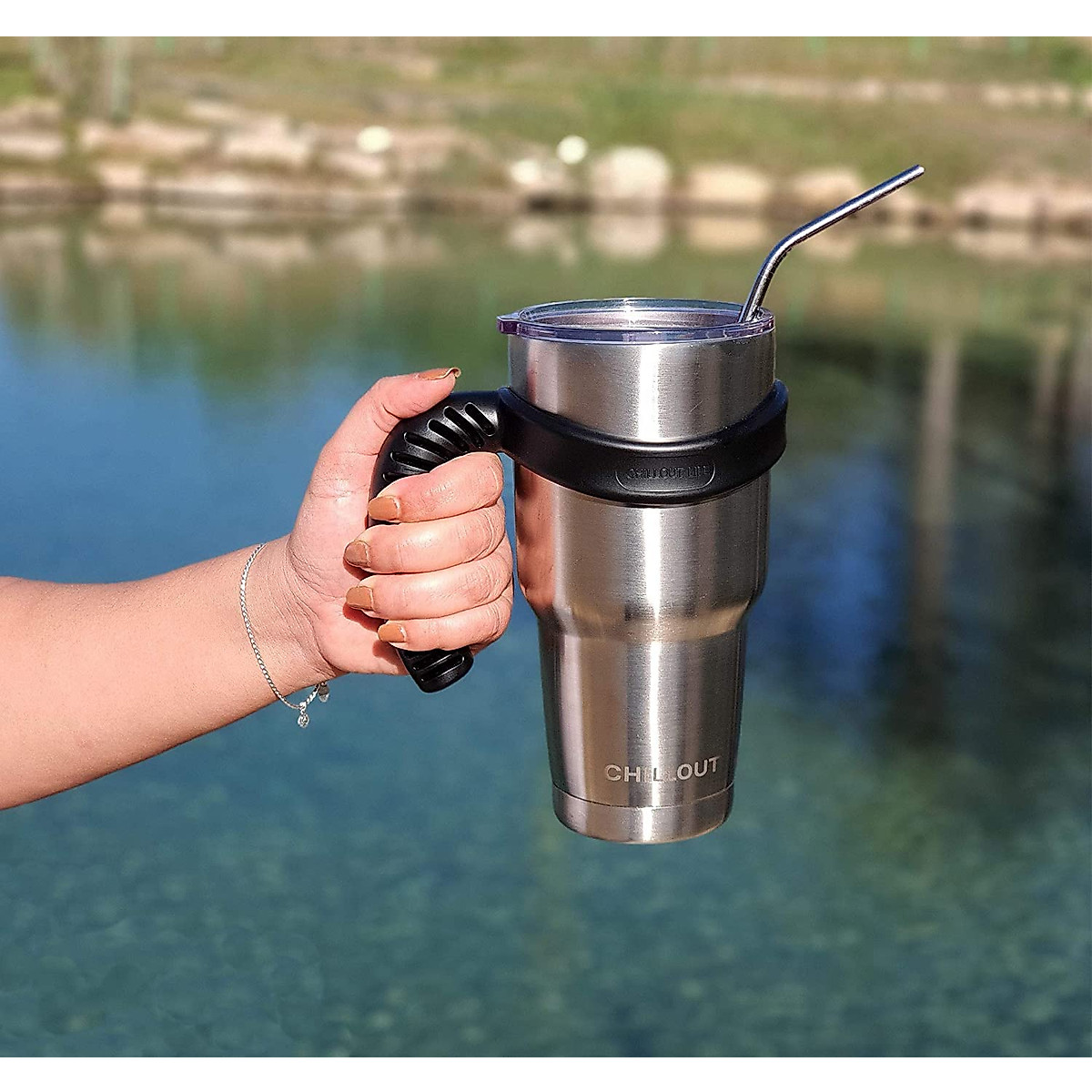 CHILLOUT LIFE Handle for YETI Cup 30 oz - Ozark Trail 30 oz Tumblers, Comfortable Replacement Handle for 30 oz YETI Tumbler & More (Black Handle Only)