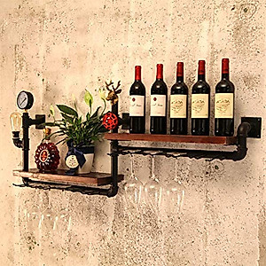 PIBM Stylish Simplicity Wine Shelf Wine Rack Wooden Wall Hanging Wine Rack Wine Glass Holder