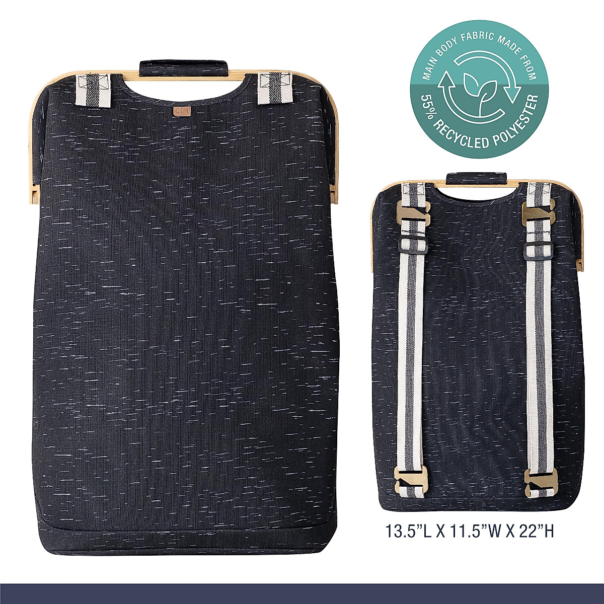 CleverMade Laundry Bag Backpack, 30 lb. Capacity, Black Birch – Large Laundry Bag for Dorm, Apartment, Travel - Hamper and Laundry Backpack Made From Recycled Materials