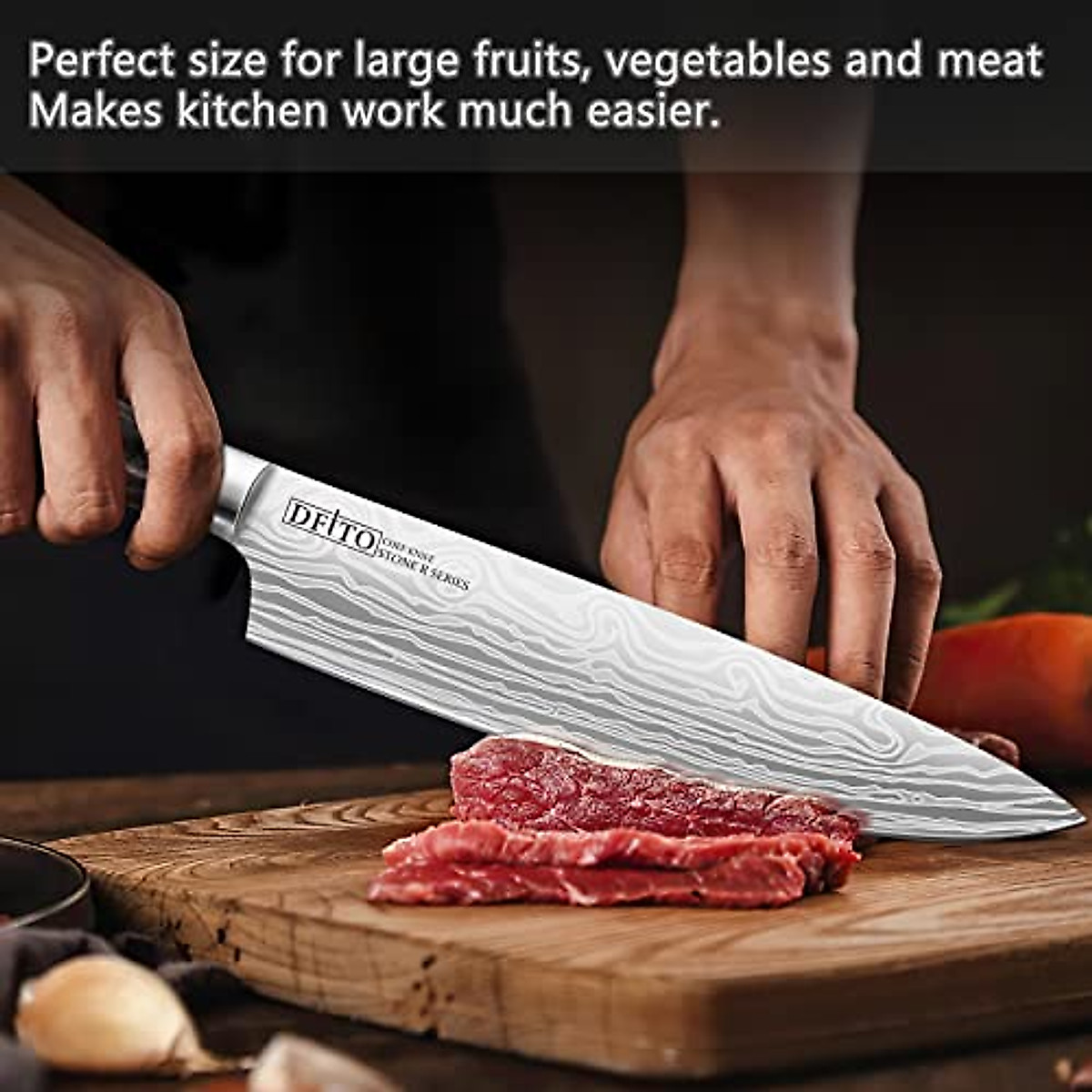 Dfito Chef Knife 3PCS, Professional Kitchen Knives,High Carbon Stainless Steel Chefs Knife Set, Ultra Sharp Blade, Ergonomic Handle and Gift Box for Home or Restaurant…