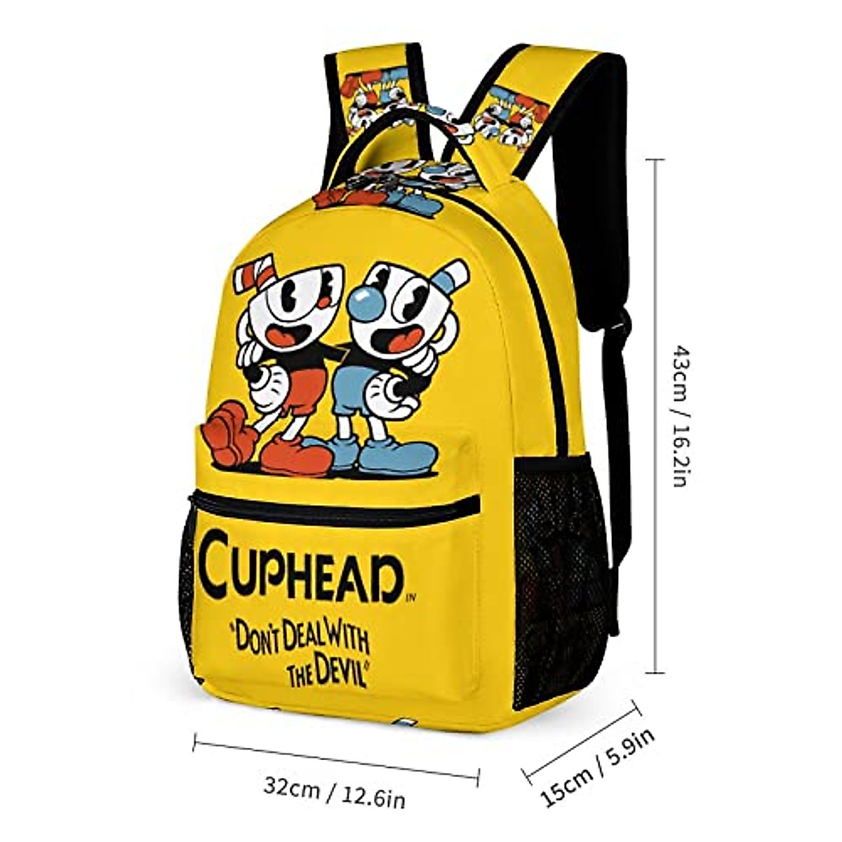 PANJINSHAN Cups Yellow Canvas Backpack Large Capacity Travel Lightweight Casual Daypack Adjustable Strap Work Laptop Bag Gift For Men And Women