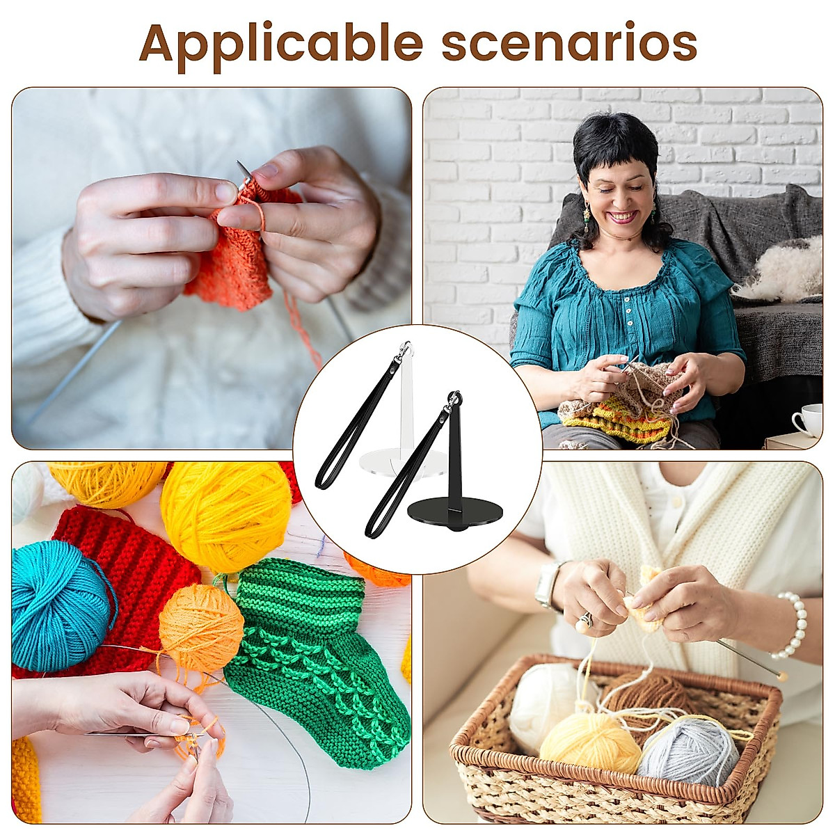 NEMTMCUA 2Pcs Wrist Yarn Holder Portable Acrylic Mini Yarn Minders Wrist Pendant Yarn Ball Holder Crochet Wrist Holder String Dispenser with Wrist Strap Lightweight Wrist Yarn Ball Holder for Women