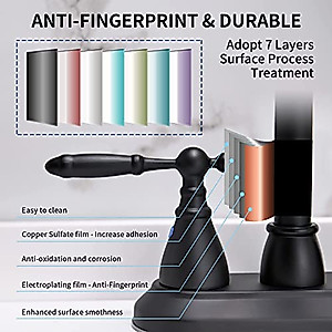 BRAVEBAR 4 Inch Bathroom Sink Faucet Black - 2 Handle Centerset Bathroom Faucets | 360° Swivel Spout Vintage Vanity Faucet Bathroom with Pop-up Drain Assembly and Water Supply Hoses Matte Black