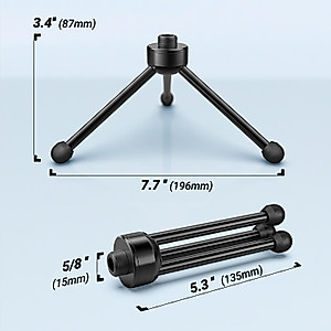 FIFINE Tripod Stand for Desktop Microphone with Non-slip Rubber Feet, Sturdy Metal Construction, Foldable Desk Mic Stand for Gaming, Podcasting, Meetings, Chatting