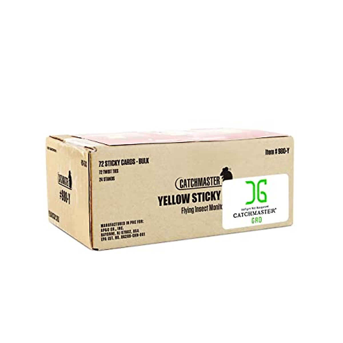 Double-Sided Yellow Sticky Card Insect Trap by Catchmaster - 72 Count, Ready to Use Indoors & Outdoors. Flying Bug Plastic Monitor Plant Protection Greenhouse UV-Resistant Waterproof Non-Toxic