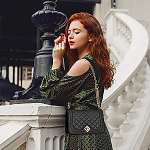 Travistar Crossbody Bags for Women Small Handbags PU Leather Shoulder Bag Ladies Quilted Purse Evening Bag Fashion Clutch Satchels Sling Bag with Gold Chain Strap, Green