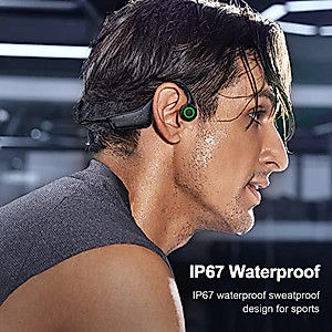 Bone Conduction Headphones, TELNP Open Ear Wireless Headphones, Bluetooth Headphones 5.0 with Breathing Light, Quick Stable Connection, IPX7 Sweatproof for Sports Running Fitness