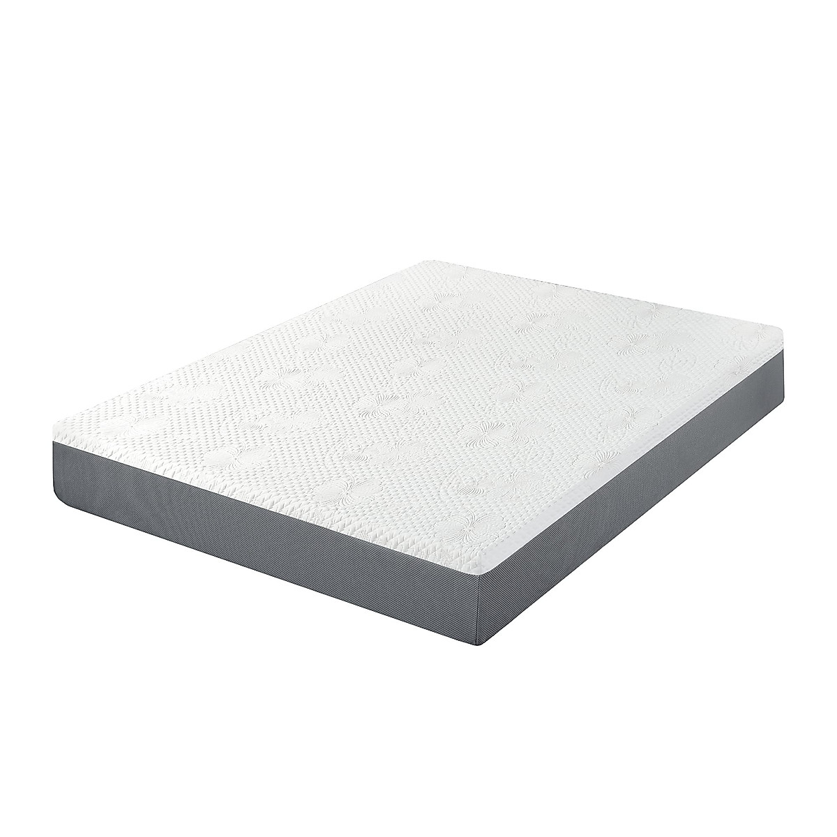 Olee Sleep 10 Inch Ventilated Gel Infused Memory Foam Mattress, CertiPUR-US® Certified, Gray, Queen