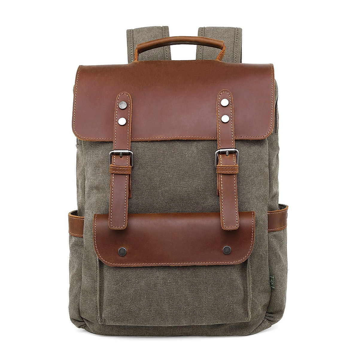 TSD Brand Valley Hill Canvas Backpack (Olive)