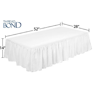 Thread Bond Crib Skirt 100% Microfiber-Durable Elegance for Baby Boys & Girls -Beautiful Ruffles for a Charming Finish -Soft Breathable-Easy On & Off Pleated with a 14” Drop (White Solid)