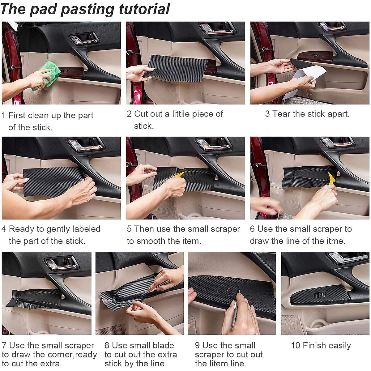 Car Vinyl Wrap,Carbon Fiber Vinyl Wrap Black for Cars,Automotive Vinyl Wraps,Vinilo para Autos with Plastic Scraper 13ft x 1ft for Motorcycles,Laptops,Mobile Phones,PC Cases