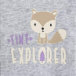 The Peanutshell Footed Baby Sleepers for Girls, Purple Woodland Animals, 3 Pack Set (9M)