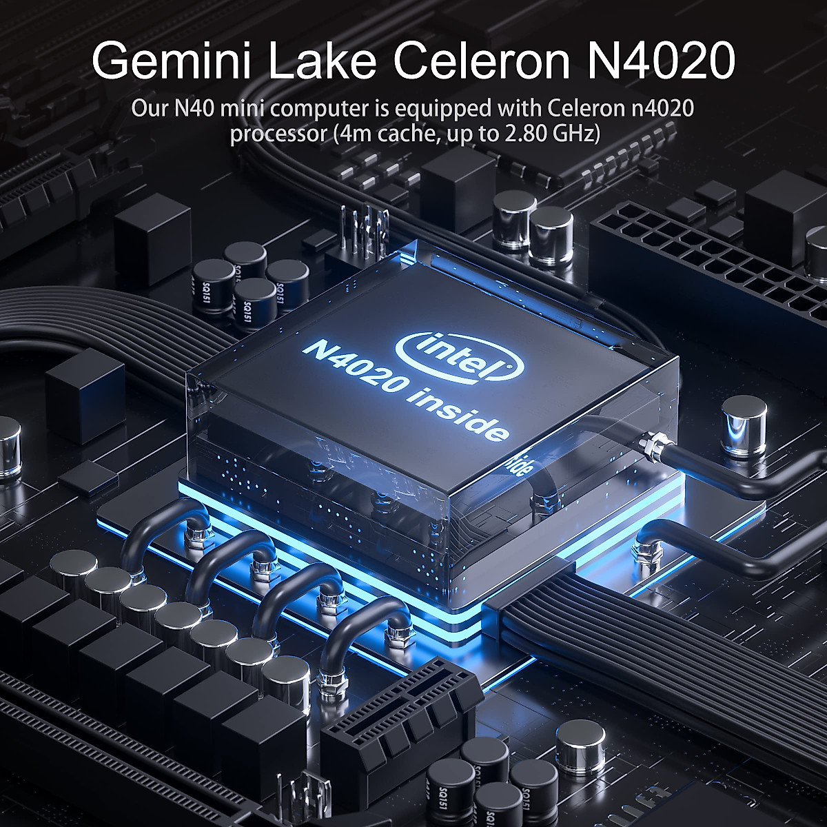 MINISFORUM N40 Mini PC Fanless Silent Desktop Computer 4GB RAM, 64GB eMMC Micro PC, Celeron N4020 up to 2.8GHz, 1000M LAN, HDMI&VGA, Support Auto Power On Mini Computer