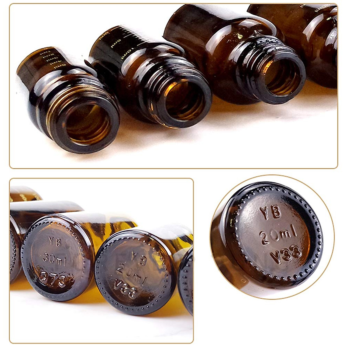 erioctry 6PCS 10ml 0.34oz Empty Refillable Amber Graduated Glass Essential Oil Bottle Vial Container with Glass Pipette Dropper