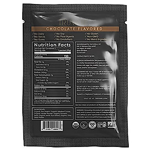 Truvani Organic Vegan Protein Powder Chocolate - 20g of Plant Based Protein, Organic Protein Powder, Pea Protein for Women and Men, Vegan, Non GMO, Gluten Free, Dairy Free (1 Serving)