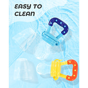 Baby Fruit Feeder, Baby Food Feeder,Teething Pacifier (4 Pack), Baby Fruit Pacifier Feeder, Soft Safe BPA-Free Silicone Pouches, Training Massaging Toy Teether