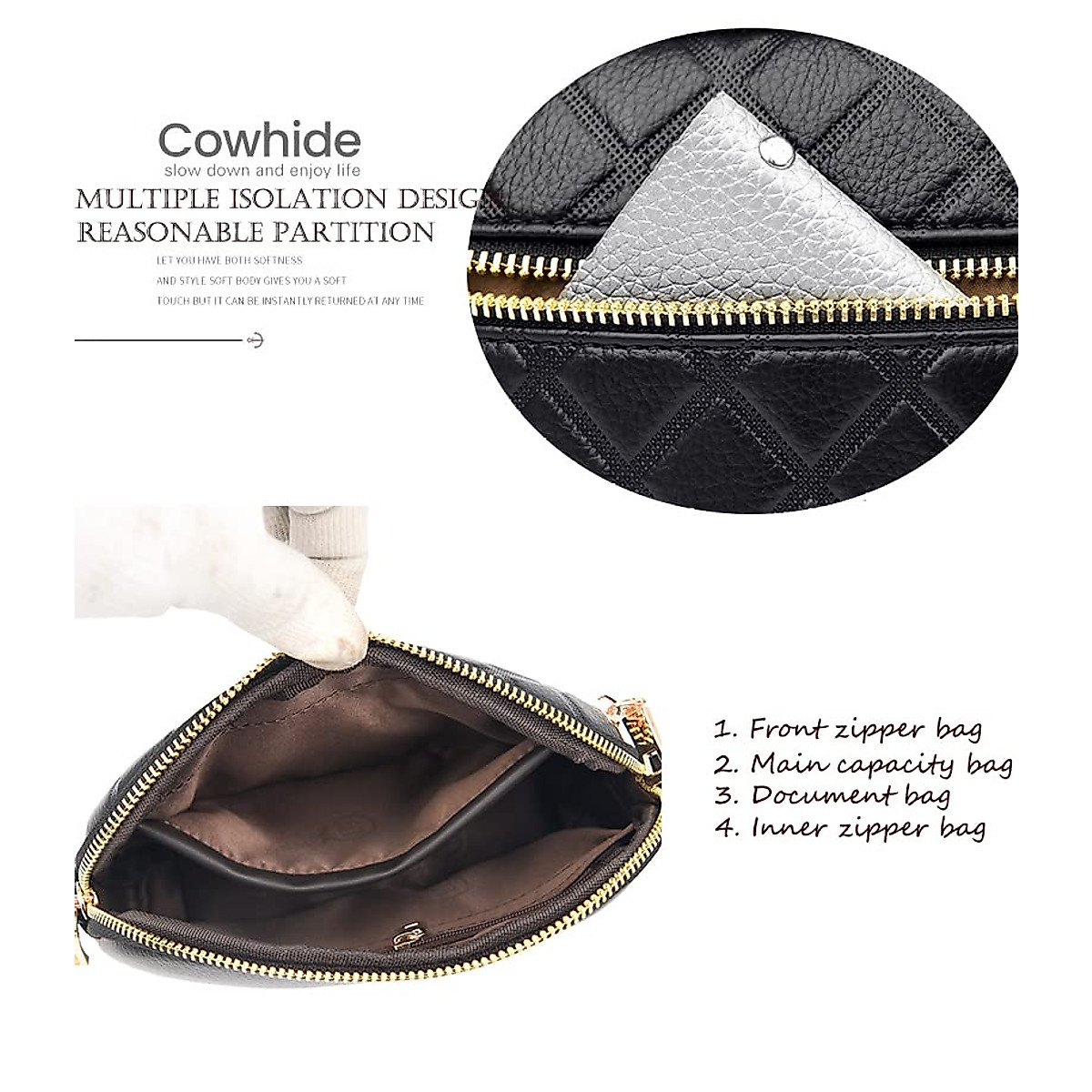 FSD.WG Women's Leather Crossbody Bag Lightweight Shoulder Bag and Stylish Clutch Bag Large Capacity Durable Gift for Ladies