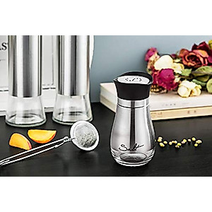 Salt and Pepper Shakers Set, Stainless Steel with Glass Bottle for Table, RV, Camp, BBQ, Set of 2