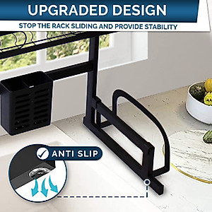 Ecomerr Over The Sink Dish Drying Rack (25.6" to 37.4" L) Adjustable - 3 Tier Stainless Steel Over The Sink Dish Rack with Sink Caddy, Utensil & Cutting Board Holder - Kitchen Counter Space Saver