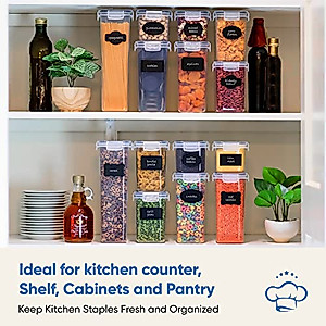 Airtight Food Storage Containers with Lids 14 PC - Plastic Kitchen Storage Containers for Pantry Organization and Storage - Cereal, Rice, Pasta, Flour and Sugar Containers