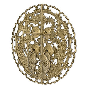 Hardware Philosophy Brass Fish & Dragon Cabinet Face Plate Backplate Hardware Set 9"