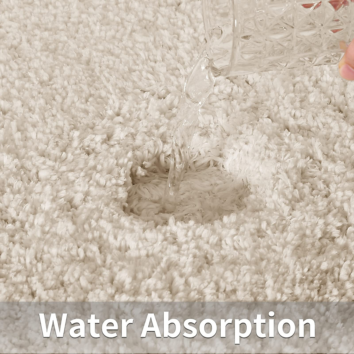 Yimobra Bath Rugs Plush Bath Mat, Soft Comfortable, Extra Thick Fluffy Shower Rug, Super Water Absorbent, Machine Washable Non Slip Shaggy Mats for Tub (31.5 x 19.8 Inches, Beige)