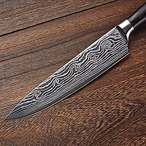 JINGYI 7 Inch Kitchen Knife, Asian Knife Japanese Chef Knife made of German High Carbon Stainless Steel, Ergonomic Handle, Ultra Sharp