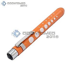 OdontoMed2011 Medical Pen Lights for Nurses Doctors, Reusable LED Medical Penlight Flashlight with Pupil Gauge, White Light, Orange Color Penlight