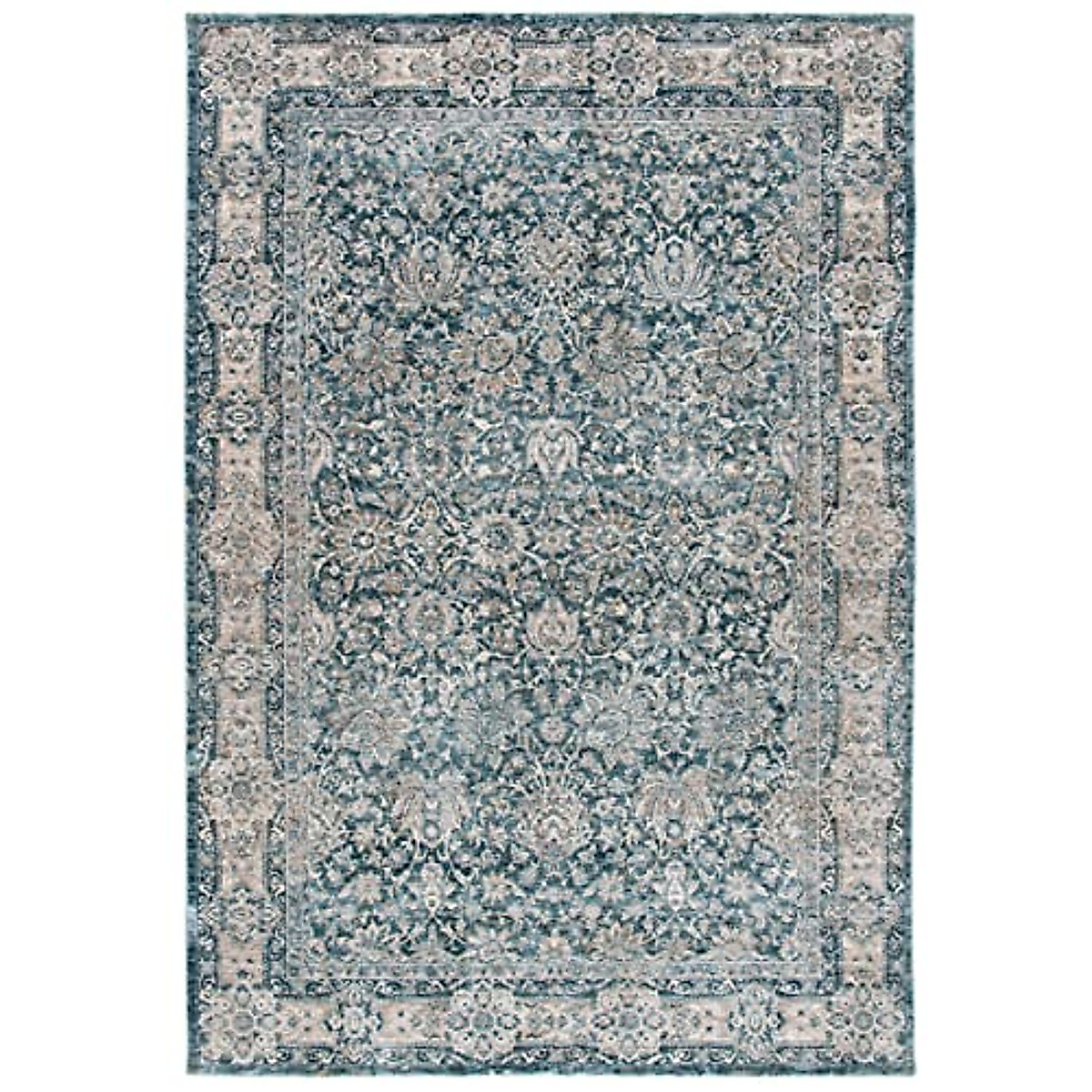 SAFAVIEH Valencia Collection Area Rug - 9' x 12', Blue & Beige, Vintage Oriental Design, Non-Shedding & Easy Care, Ideal for High Traffic Areas in Living Room, Bedroom (VAL570C)