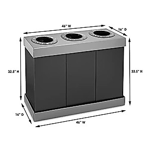 Alpine Industries AdirPro Recycling Center 28 Gallons - Durable Corrugated Plastic Waste/Trash Organizer Ideal for Kitchen Office Hospital (3 Bins)