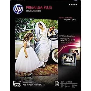HP Premium Plus Photo Paper, Satin, 8.5x11 in, 50 sheets (CR667A)