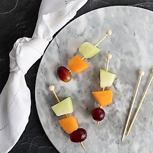 Eco-friendly Natural Wooden Ball Food Picks - 4.7" (Pack of 100) - Sustainable Skewers And Bamboo Picks for Fruits, Appetizers, & Cocktails For Parties, Casual Dining & More