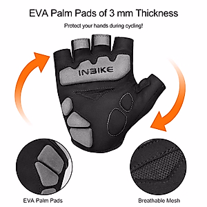 INBIKE 3MM EVA Pad Breathable Fingerless Cycling Gloves Reflective Lightweight Biking Gloves for Men Women Black XX-Large