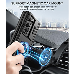 Upgraded for Galaxy Z Fold 5 Case, Samsung Fold 5 Case with Screen Protector, Kickstand Ring Holder, Slide Camera Cover and Hinge Protection - Shockproof for Z Fold 5 5G Phone - Black