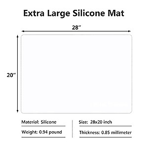 Gartful 2Pcs Extra Large Silicone Mats for Countertop, 28" by 20" Multipurpose Mat, Counter Table Protector, Desk Saver Pad, Placemat Nonstick Nonskid Heat-Resistant Pad, Translucent