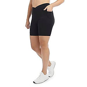 Danskin Women's 2 Pack Bike Shorts 7" and 9", Black/Black, Large